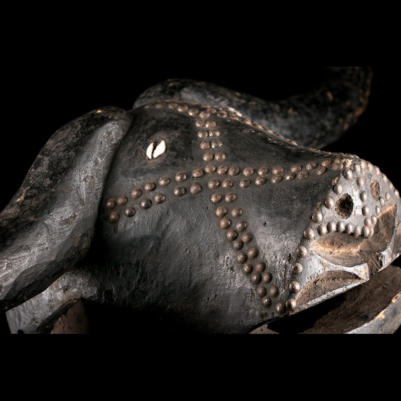 Tabwa Kiyunde buffalo helmet mask Congo - African Art Gallery