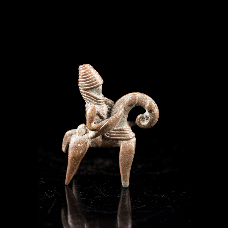 Sao Kotoko horse rider - African art brass figure in Chad
