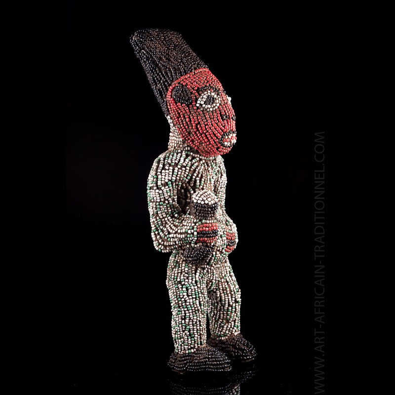 Bamileke beaded figure - Authentic African Tribal Art Gallery